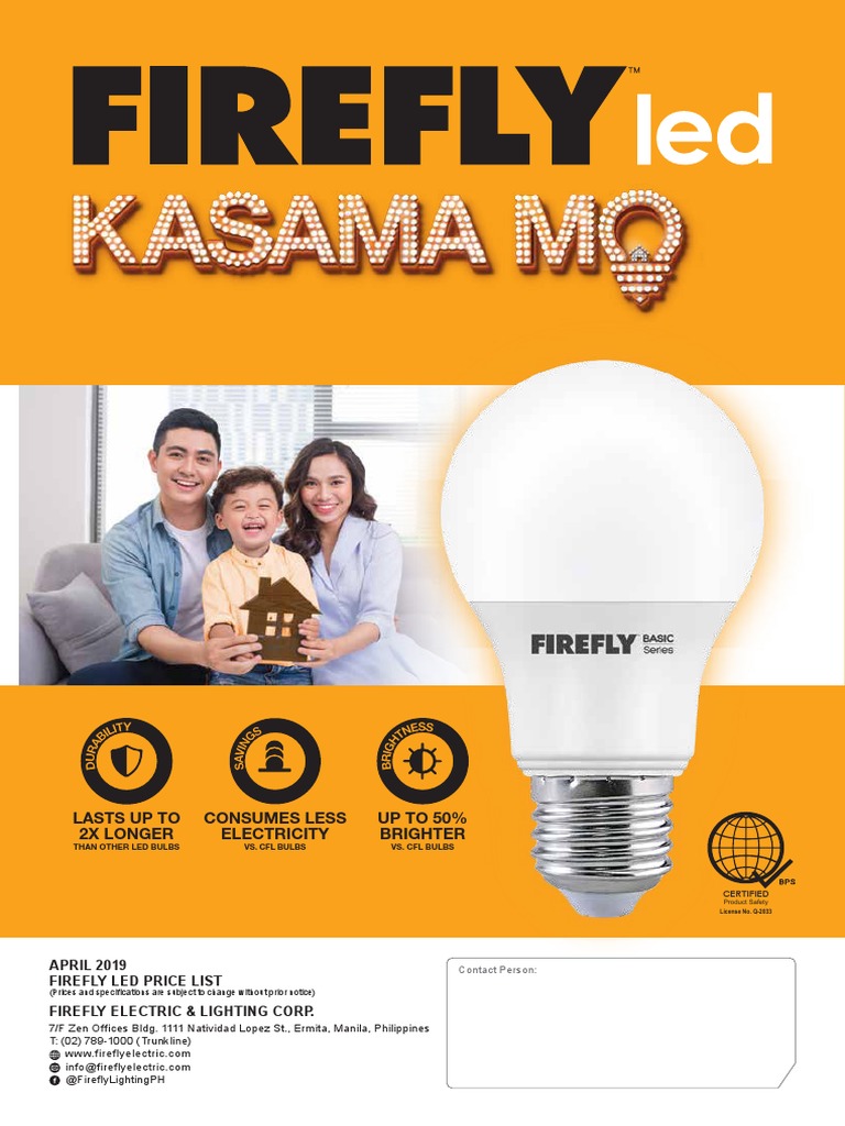 Firefly LED Bulb Price List 2025 | PDF | Compact Fluorescent Lamp ...