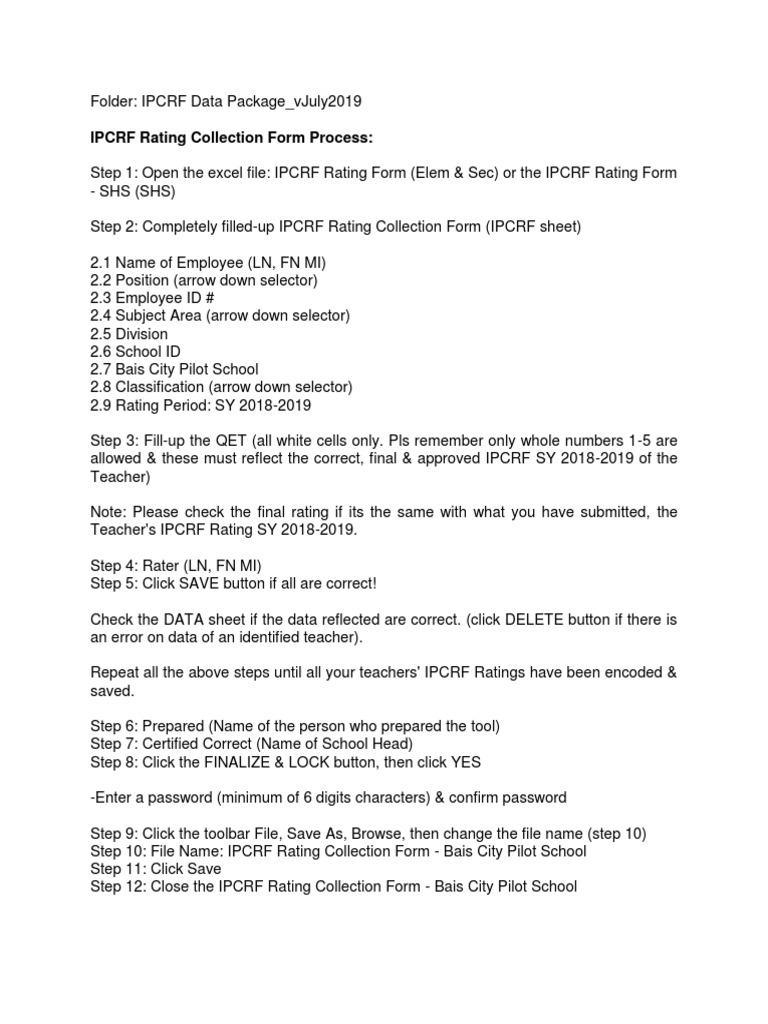 Ipcrf Collection & Consolidation Process | PDF | Information Technology ...