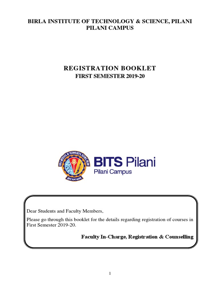Registration Booklet - First Sem 2019-20 | PDF | Doctor Of Philosophy ...