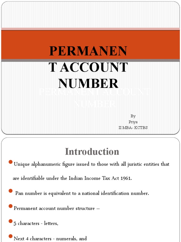 Obtaining a Permanent Account Number: A Guide to the Application ...