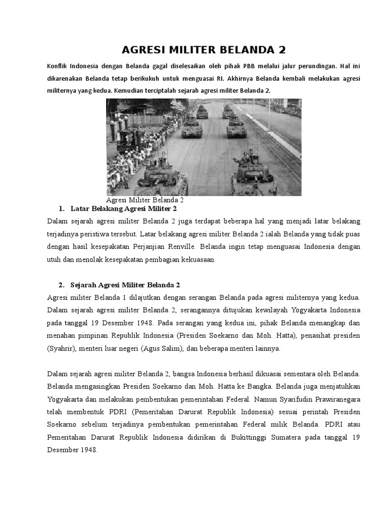 Latar Belakang Agresi Militer Belanda II | PDF