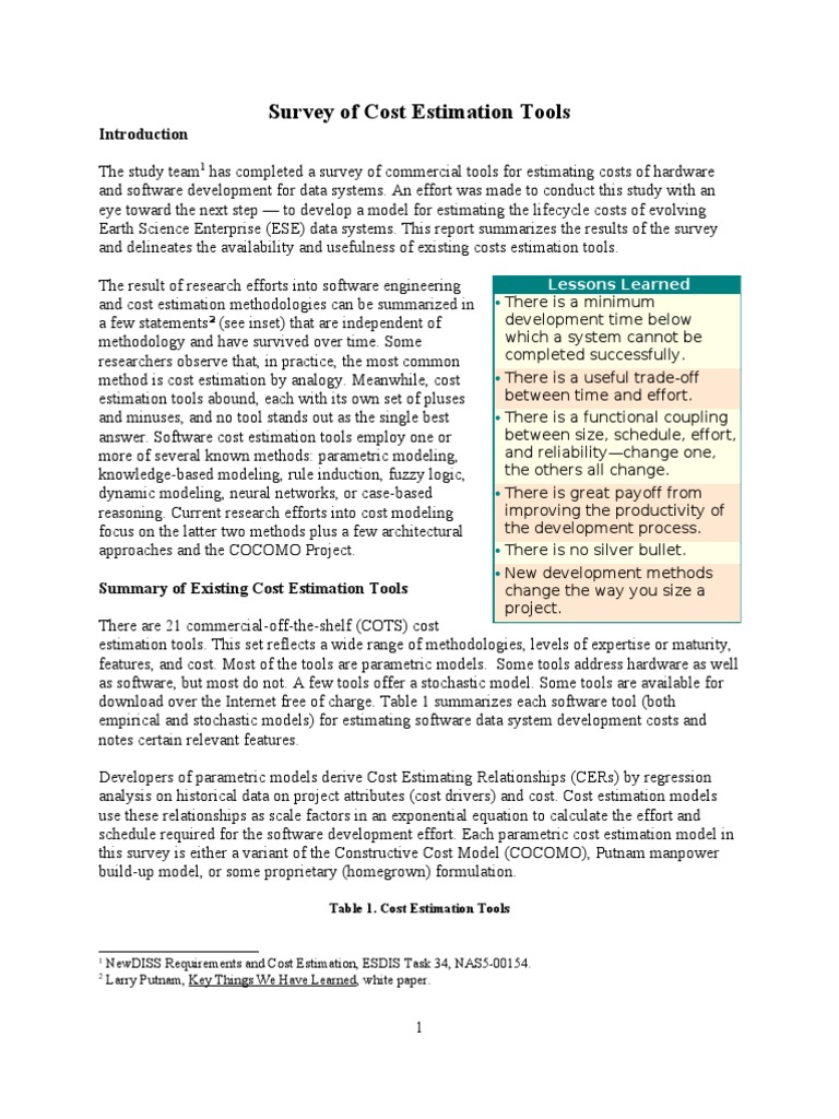 Cost Estimation Tools | PDF | Software Development Process | Software ...