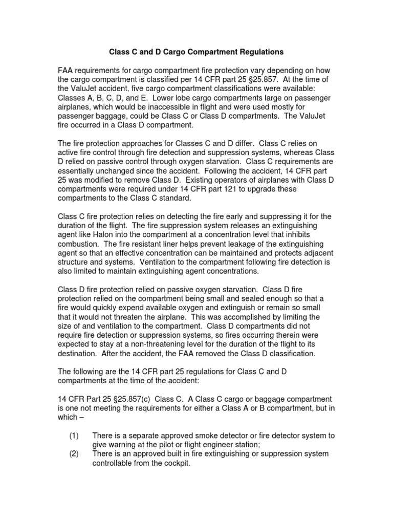 Class C and D Cargo Compartment Regulations | PDF | Fires | Safety
