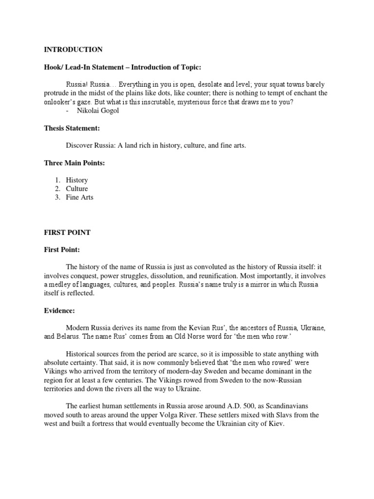 Hook/ Lead-In Statement - Introduction of Topic | PDF | Soviet Union ...