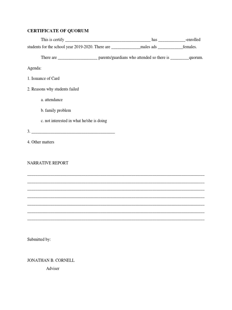 Certificate of Quorum | PDF