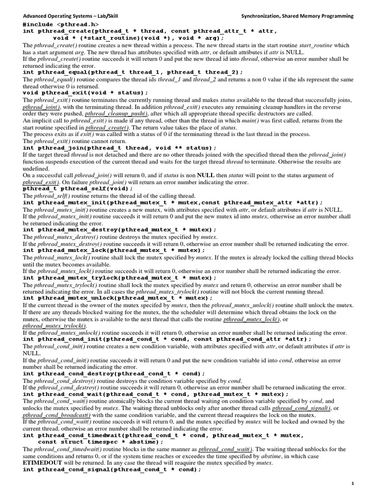AOS - Lab - Skill - I&II - Synchronization, Shared Memory Programming | Download Free PDF ...
