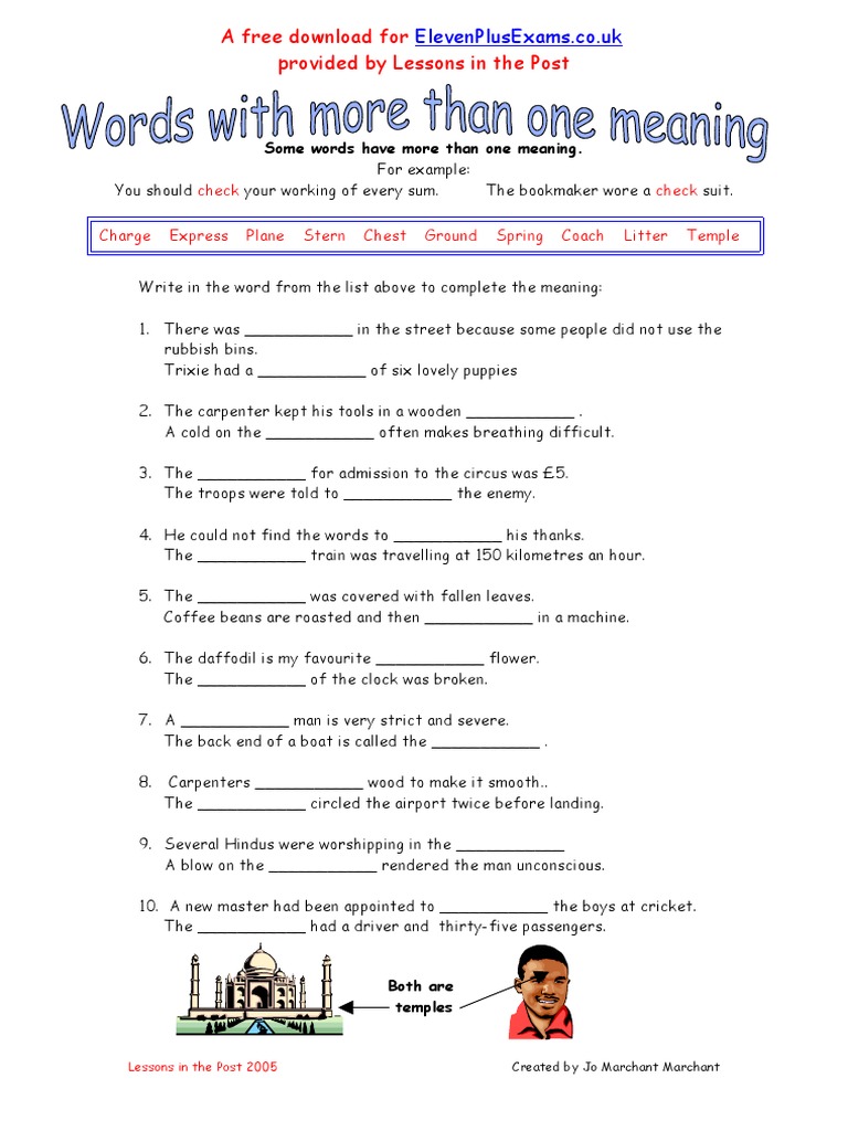 11 Plus Words With More Than One Meaning PDF | PDF