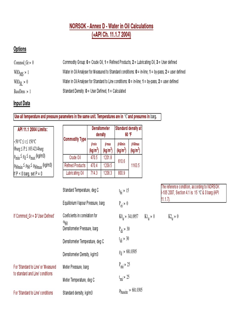 Norsok | PDF | Density | Pressure