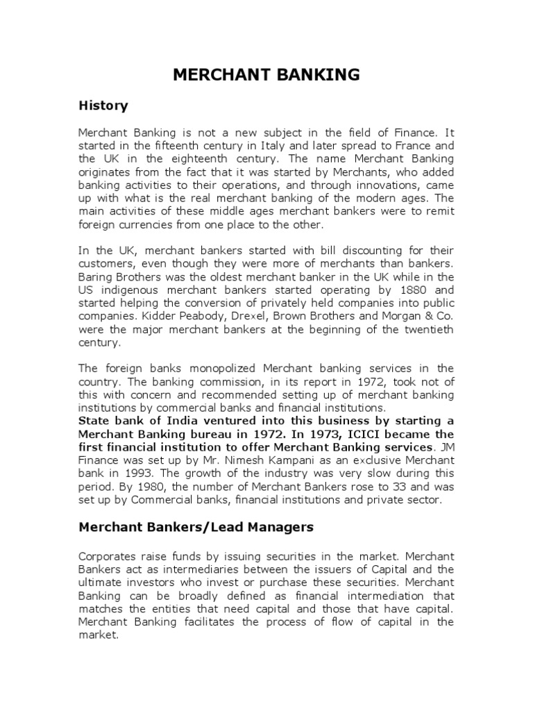 Overview of Merchant Banking in India | PDF | Banks | Underwriting