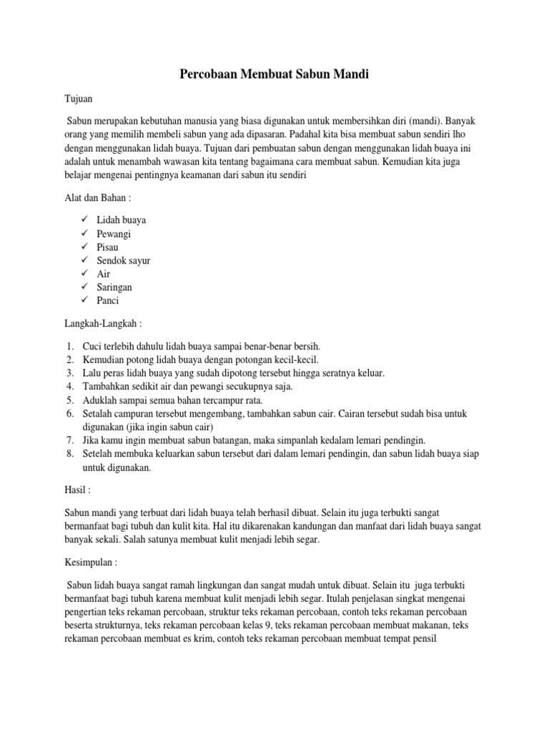 Percobaan Membuat Sabun Mandi | PDF