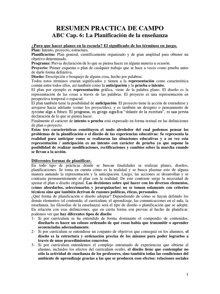 Resumen ABC Cap6 | PDF | Plan de estudios | Planificación