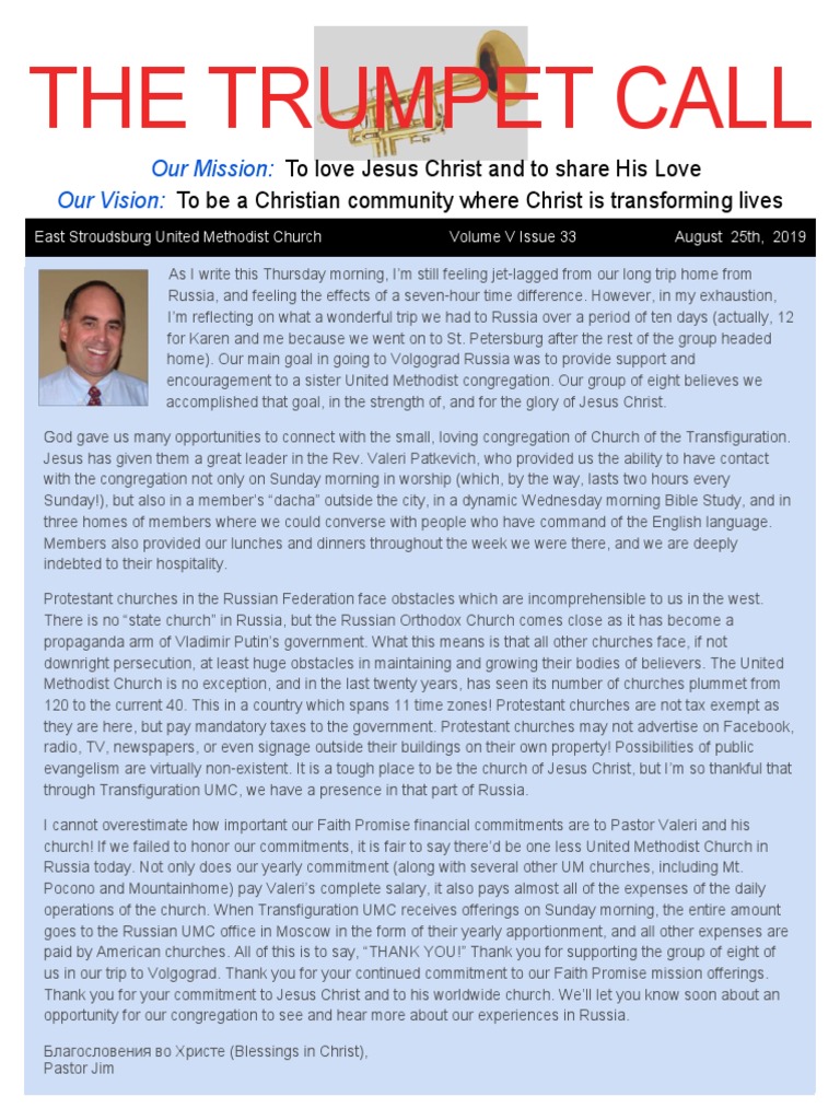 Trumpet Call 2019 August 25 | PDF | United Methodist Church | Methodism