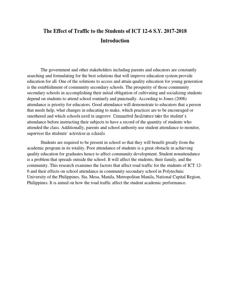 Impact of Traffic on Student Attendance | PDF | Transport | Road Transport