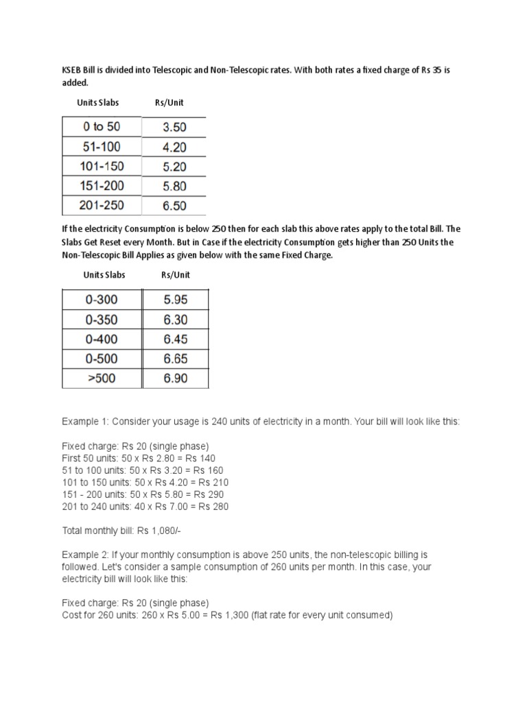 KSEB Bill Calculation | PDF