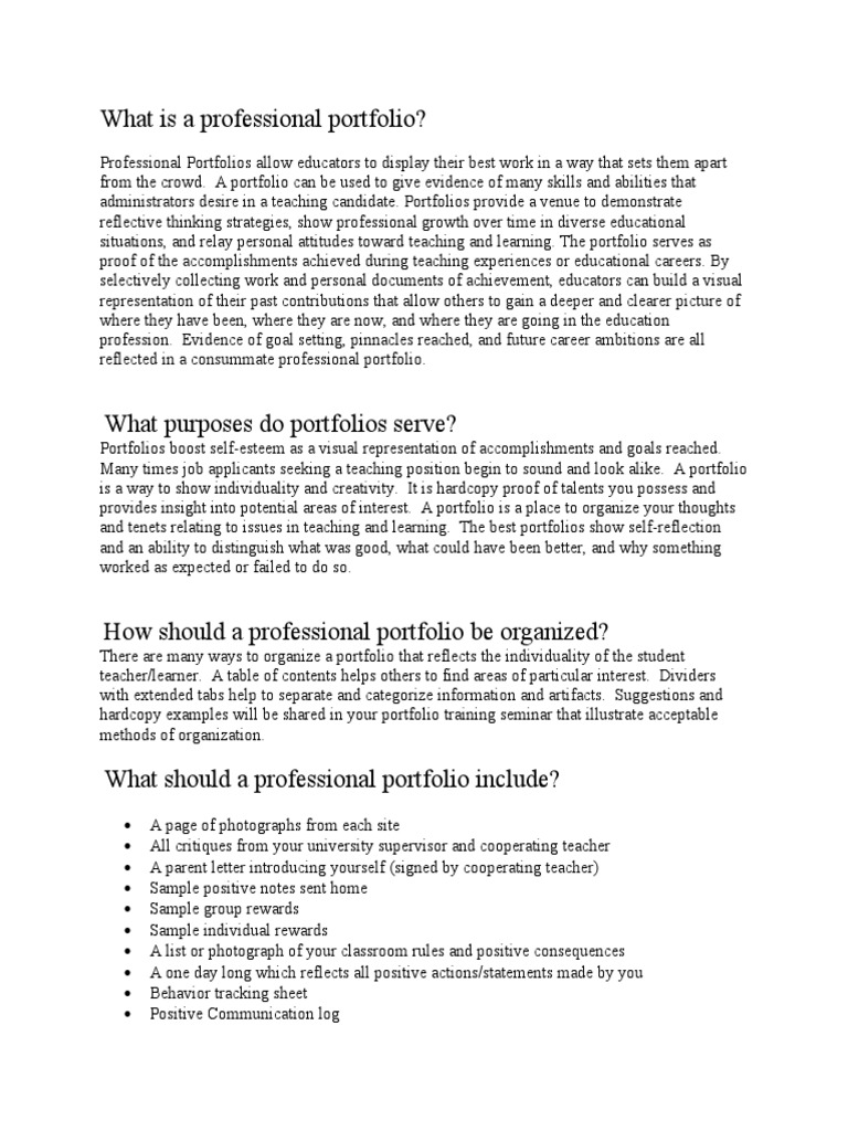 What Is A Professional Portfolio | PDF | Learning | Cognition