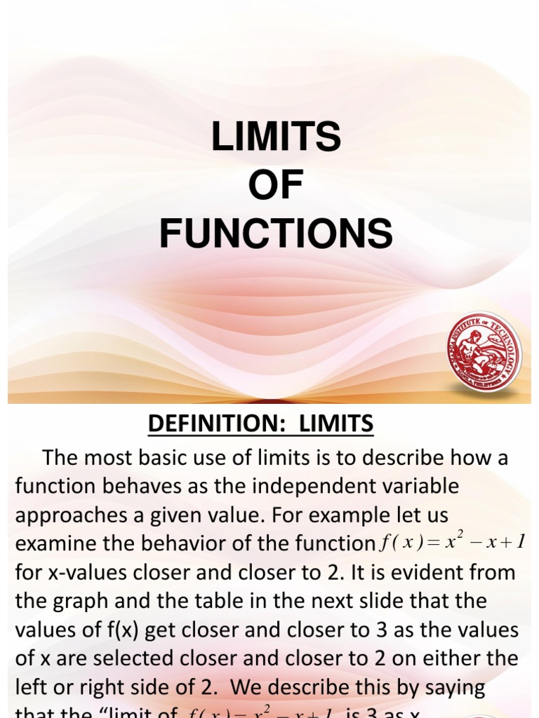 Lesson 1 - LIMITS OF FUNCTIONS | PDF | Asymptote | Fraction (Mathematics)