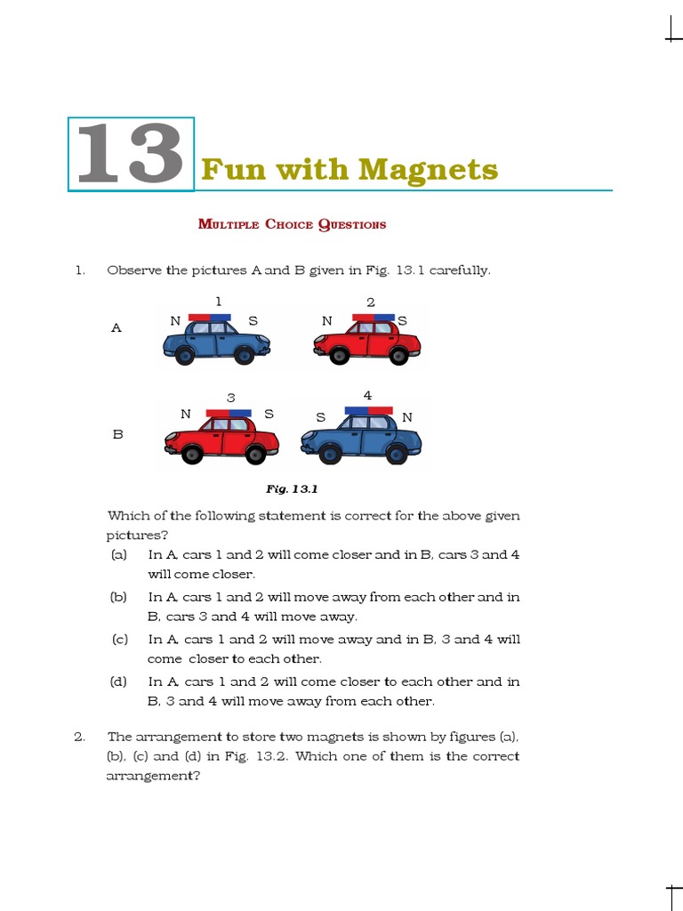 Fun with Magnets: Class 6 Worksheet | PDF | Magnet | Compass