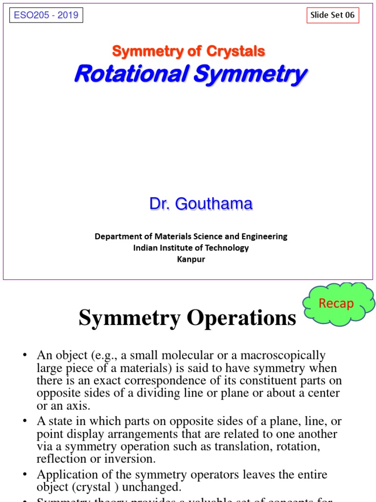 Slide Set 06 Rotational Symmetry | PDF | Crystal Structure | Symmetry