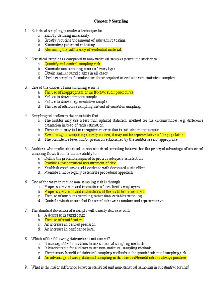 Chapter 9 Sampling | PDF | Sampling (Statistics) | Risk