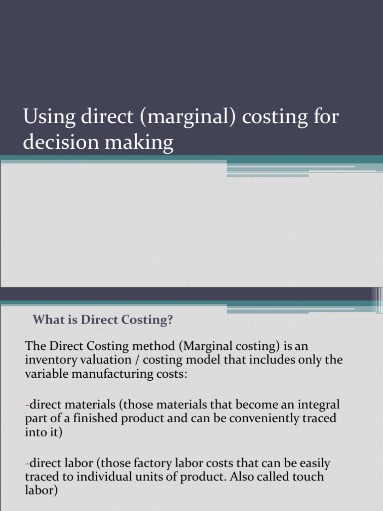 Marginal Costing Theory | PDF | Cost | Financial Accounting