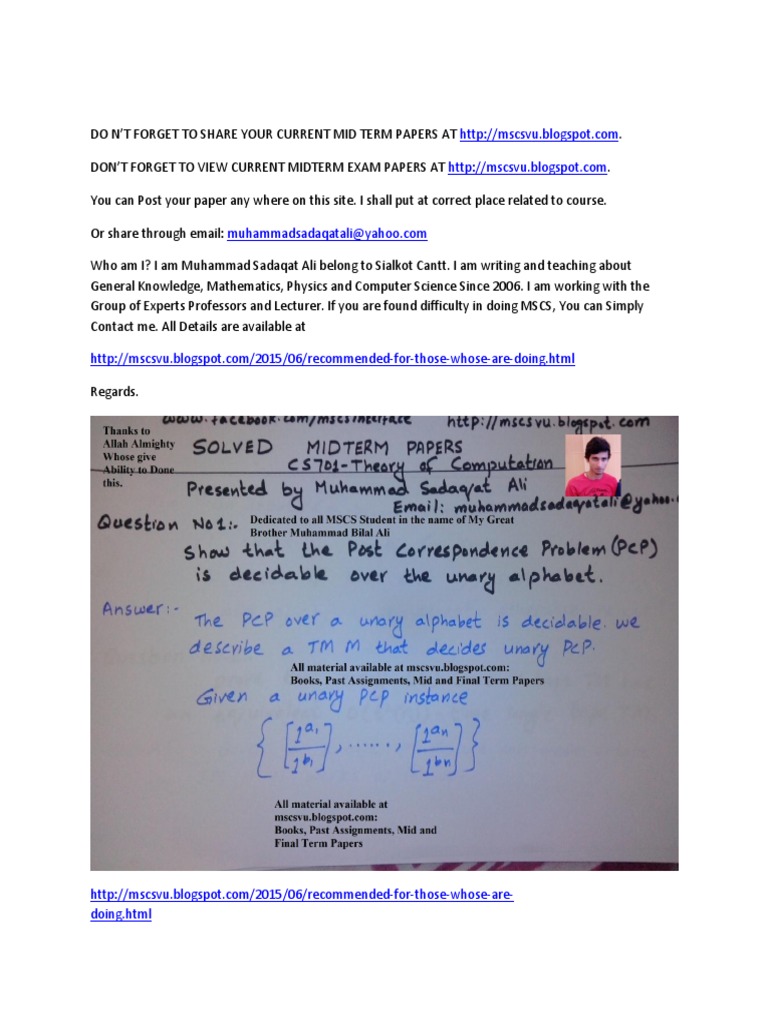 CS701 Mid Term Exam Resources | PDF | Science | Learning