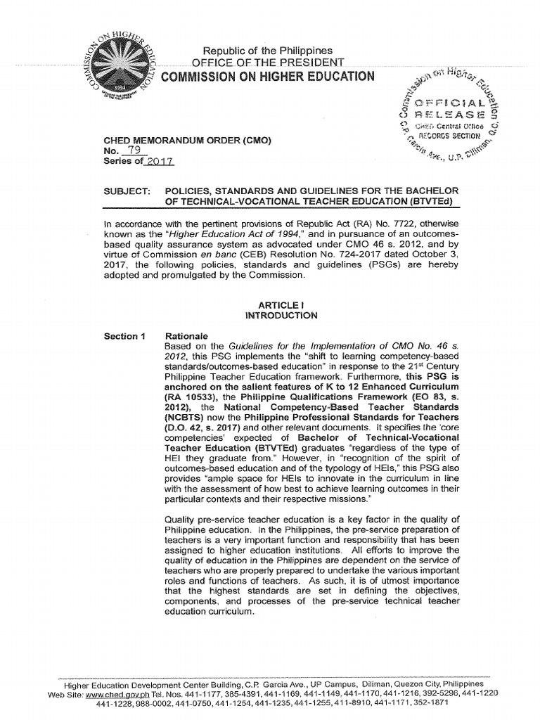 BTVTED CMO-No.-79-s.-2017 PDF | PDF