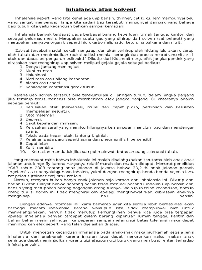 Inhalansia Atau Solvent | PDF
