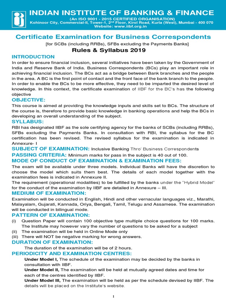 Iibf Syllabus | PDF | Deposit Account | Financial Inclusion