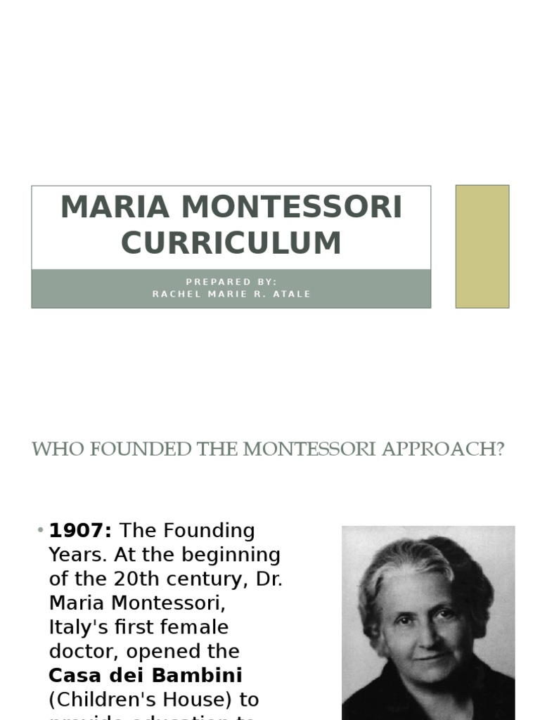 Maria Montessori Curriculum | PDF | Montessori Education | Preschool