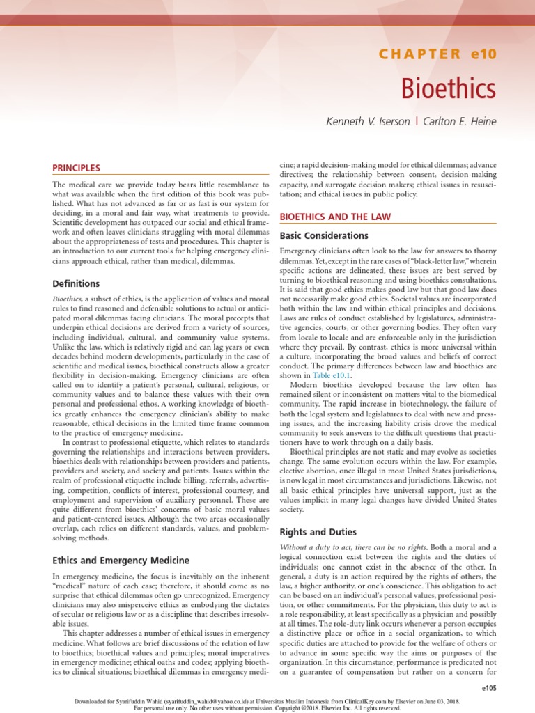 Bioethics: Chapter E10 | PDF | Bioethics | Autonomy