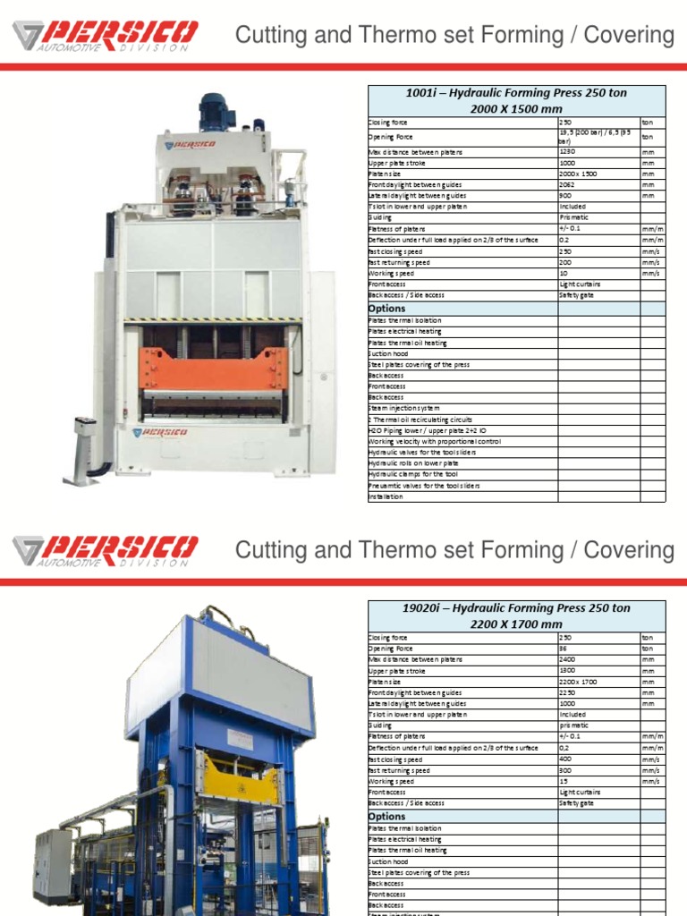 Specifications and Technical Details of Industrial Hydraulic Presses ...