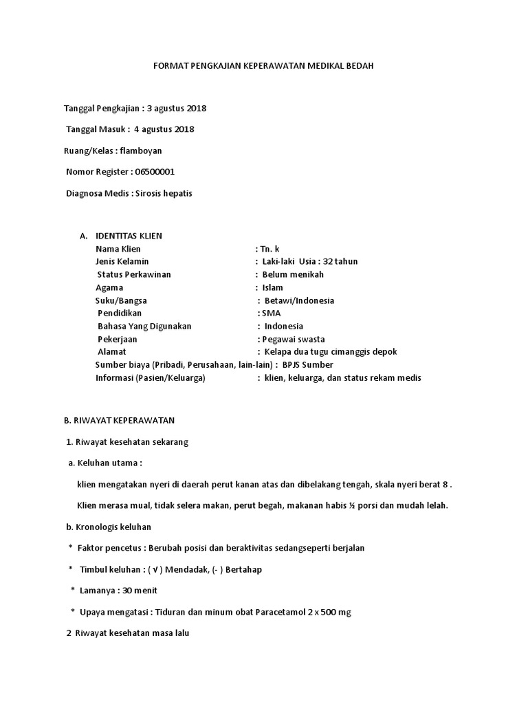 Format Pengkajian Keperawatan Medikal Bedah | PDF