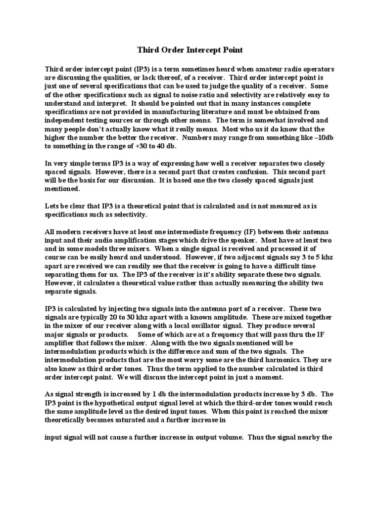 Understanding Third Order Intercept Point | PDF | Sound Production ...