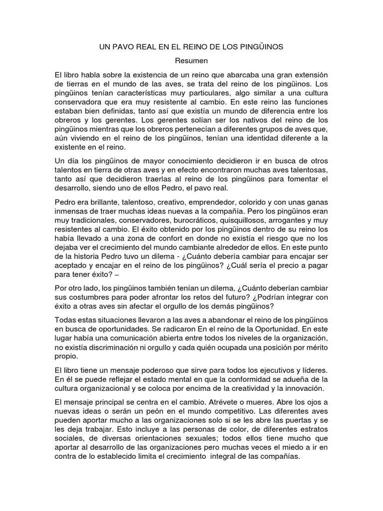 Un Pavo Real en El Reino de Los Pingüinos | PDF | Pingüino | Aves