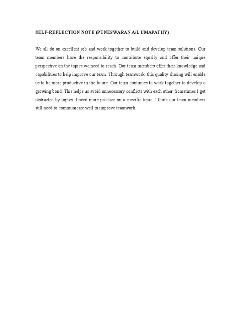 Self Reflection Report | PDF