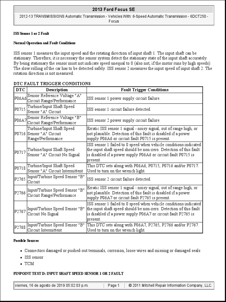 DTC p0715 Ford Fiesta | PDF | Transmission (Mechanics) | Automatic ...