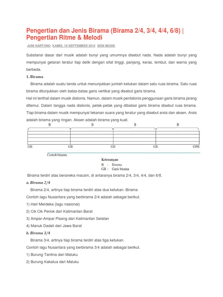Pengertian dan Jenis Birama Musik | PDF | Seni