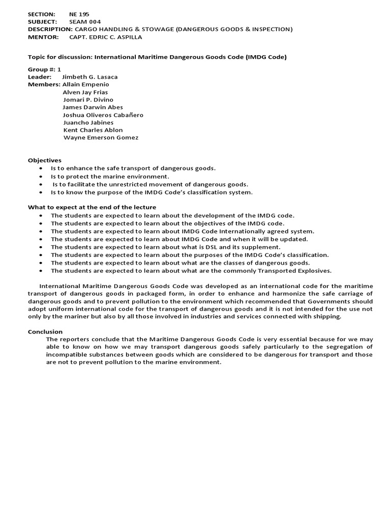 Cargo Handling Report | PDF