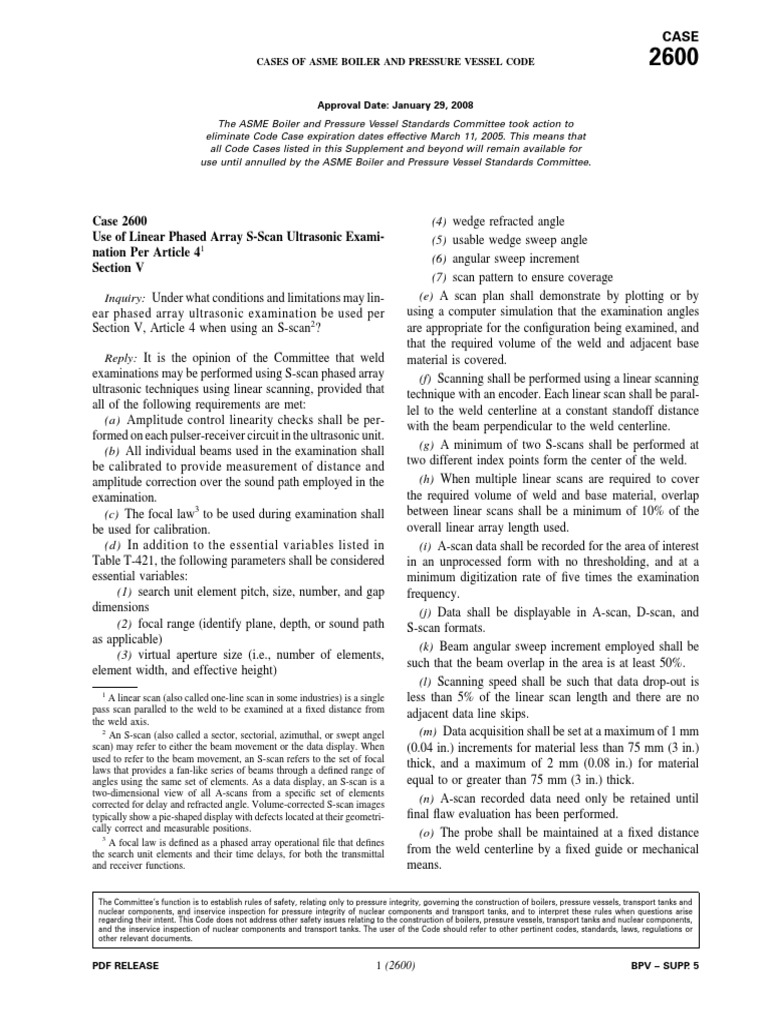ASME Code Case 2600 PDF | Download Free PDF | Array Data Structure | Safety