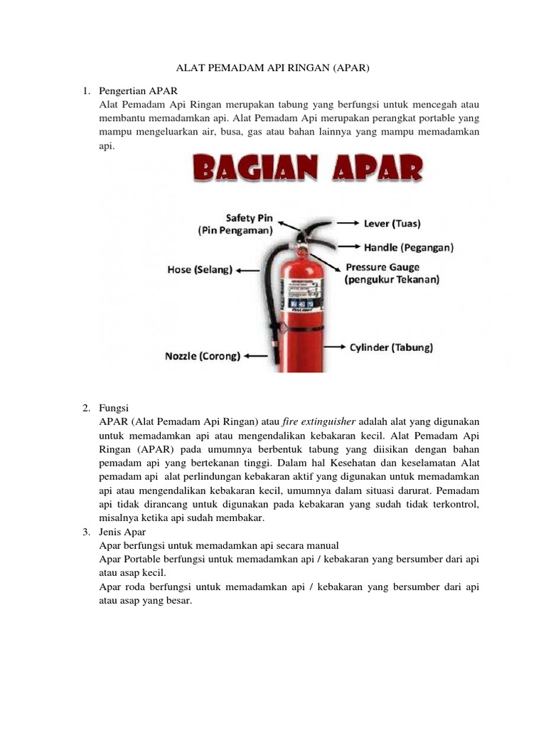 Jenis dan Fungsi APAR Terlengkap | PDF
