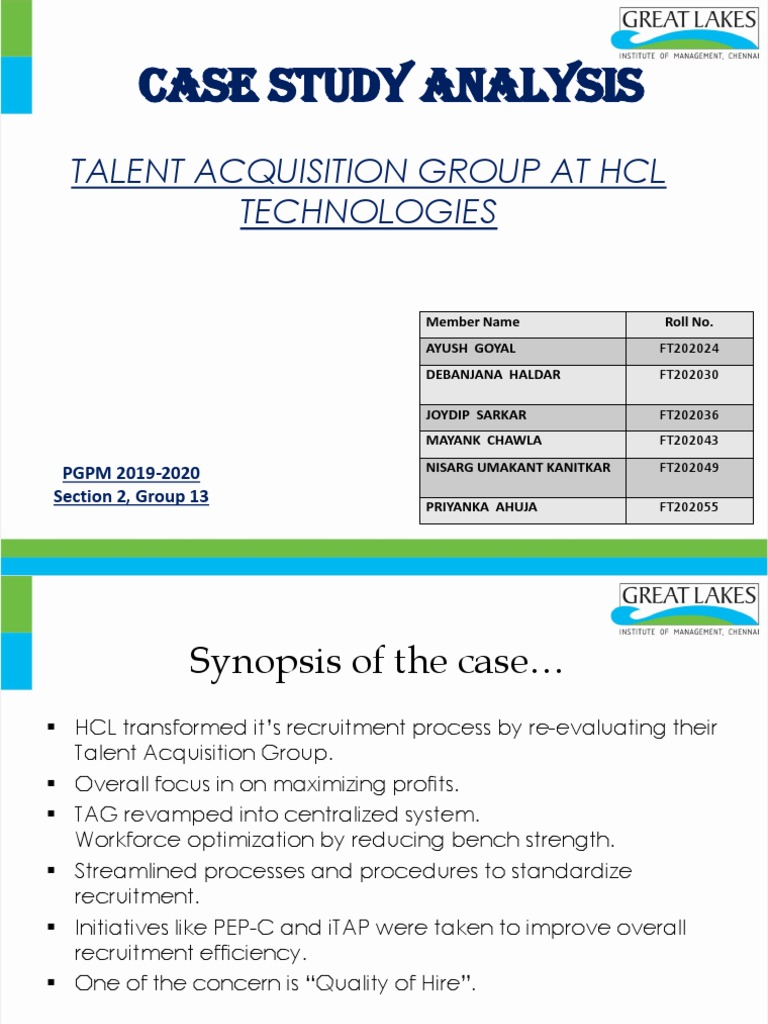 HCL Case Study on Talent Acquisition Group Transformation | PDF | Recruitment | Business