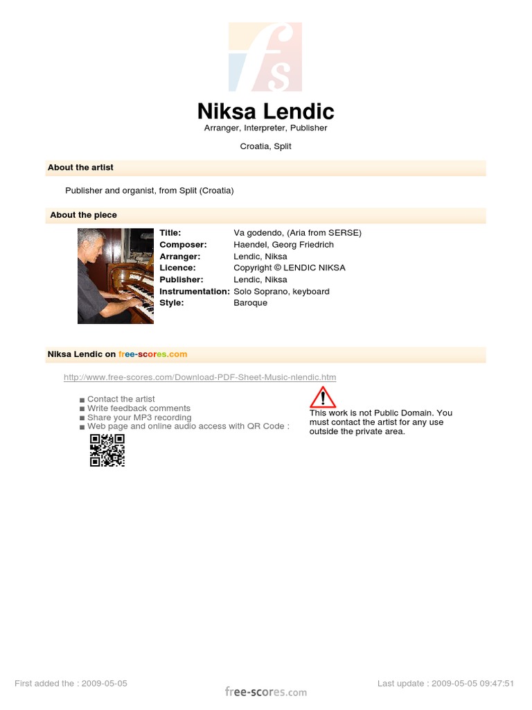 (Free Scores - Com) - Handel George Frideric Godendo Aria From Serse ...
