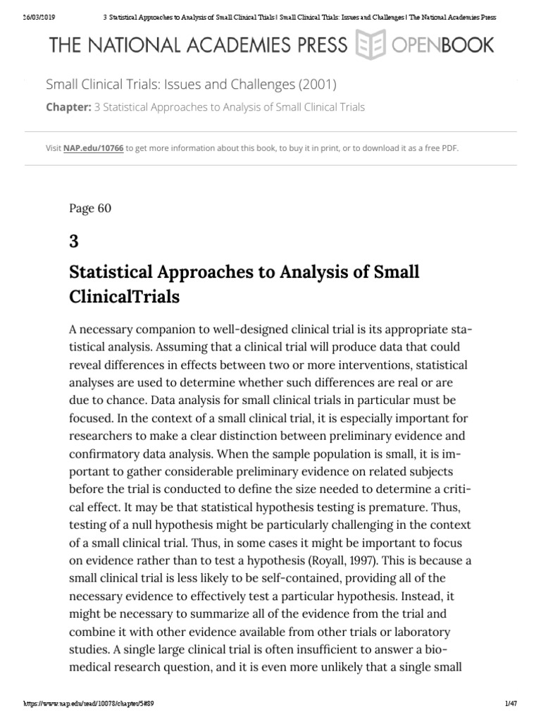 3 Statistical Approaches To Analysis Of Small Clinical Trials Small Clinical Trials Issues