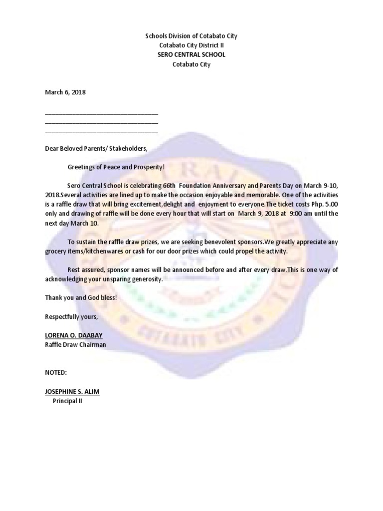 Letter of Raffle | PDF