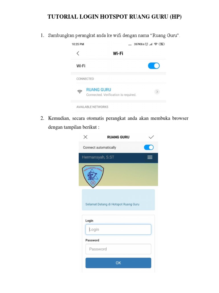 Panduan Login Hotspot Ruang Guru | PDF | Komputer