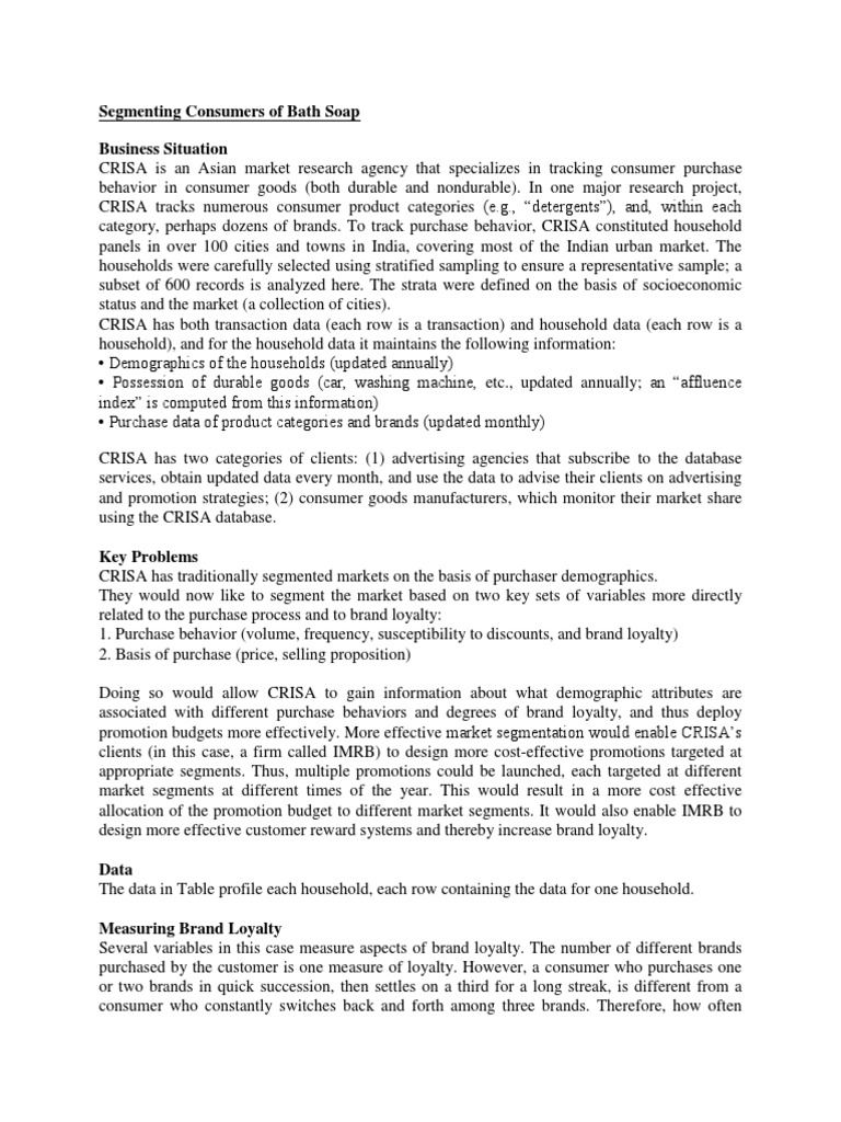 Bath Soap Consumer Segmentation | PDF | Market Segmentation | Brand