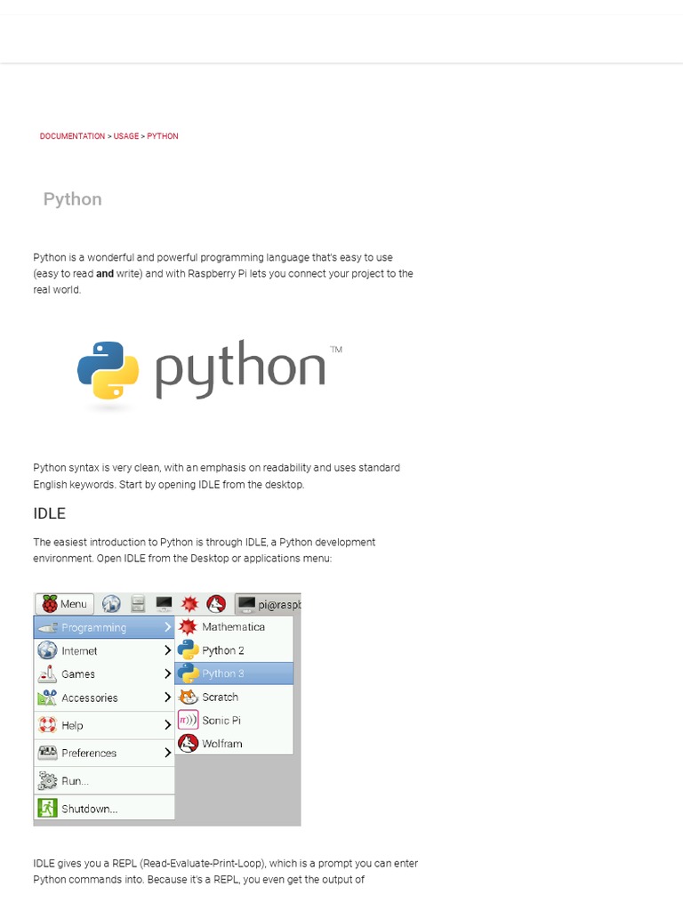 Documentation Usage Python | Download Free PDF | Python (Programming Language) | Command Line ...