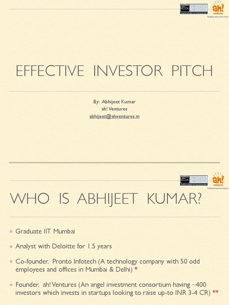 Effective Investor Pitch | PDF | Valuation (Finance) | Investing