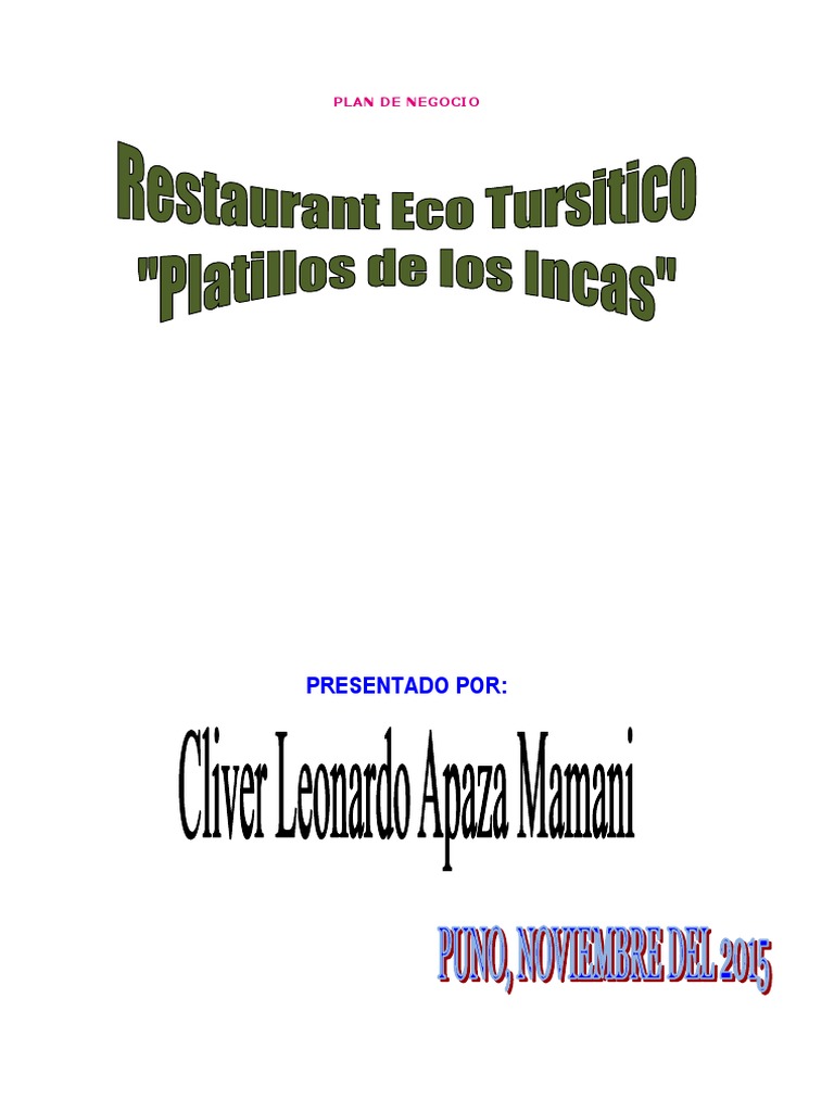 Plan de Negocio de Cliver Leonardo Word Arreglado | PDF | Marketing ...