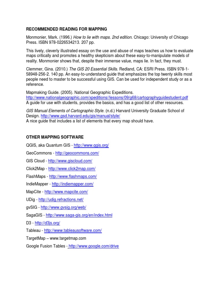 Recommended Reading For Mapping: GIS Manual Elements of Cartographic ...